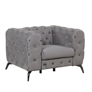 Velvet Upholstered Sofa Modern Button Tufted Back Single Sofa Chair ...