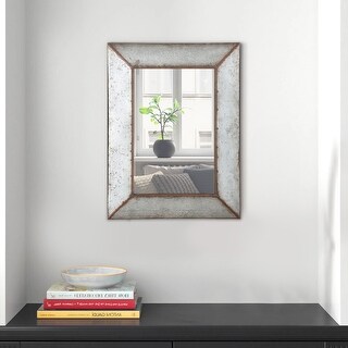 Rectangular Metal Frame Accent Mirror with Keyhole Hanger, Galvanized ...