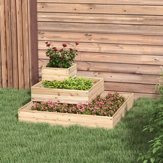 3-Tier Wooden Raised Garden Bed Planter Box for Backyard - Bed Bath ...
