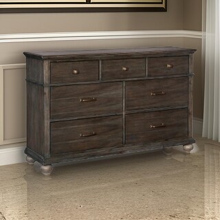 Carny 60 Inch Wide Dresser, 7 Drawers, Bronze Handles, Brushed Brown ...
