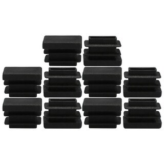 10 x 20mm Plastic Rectangle Ribbed Tube Inserts End Cover Cap Furniture ...