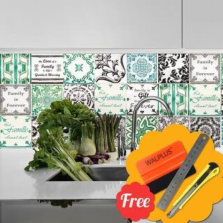 Walplus English Mix French Brown Green Wall Tile Stickers Peel and ...