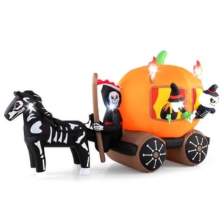 Costway 10.2 ft Long Halloween Inflatable Carriage LED Lighted - See ...