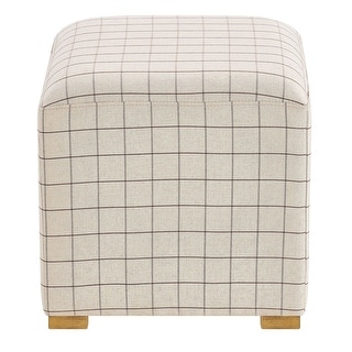 Posh Upholstered Ottoman, Brown Check - Bed Bath & Beyond - 42908078