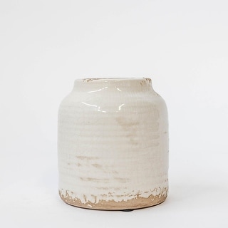 Rustic Glazed Antique Cream Color Vase - Bed Bath & Beyond - 40305477