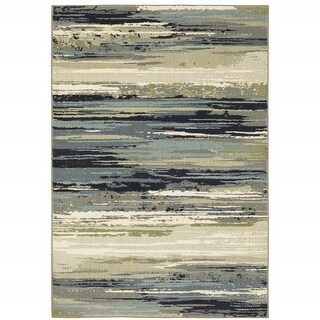 HomeRoots 8' X 10' Blue Green Grey Light Blue And Beige Abstract Power ...