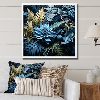 Designart "Blue Ferns Verdant Elegance I" Ferns Framed Canvas Prints ...