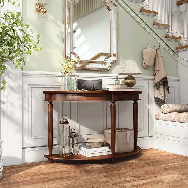Rect Traditional Cherry 48-inch Wood 1-Shelf Console Table by Furniture ...