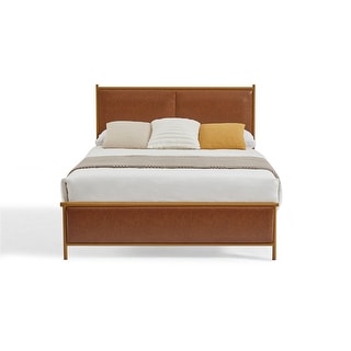 Queen Solid Wood Ribs Slat Support Platform Bed Metal Frame, Coffee ...