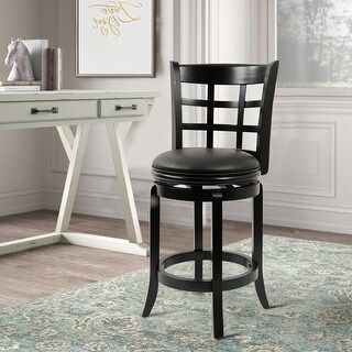 24 inch Swivel Counter Stool, Solid Wood - Black - 19.5 L x 18 W x 37.5 ...