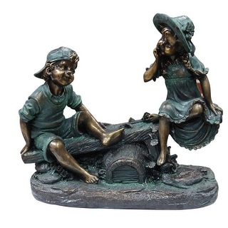 Alpine Girl and Boy Playing on Teeter Totter Garden Statue - Bed Bath ...
