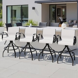 Outdoor Patio Swivel Aluminum Bar Stools Sunbrella Textilene Fabric ...