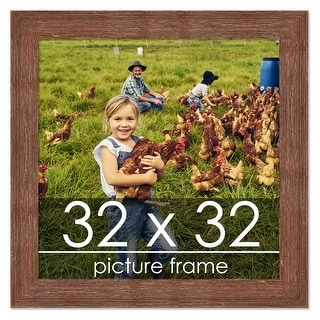 32x32 Frame Brown Barnwood Square Picture Frame with UV Acrylic Glass ...