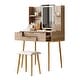 4-Drawer Vanity Desk with LED Mirror, Carved Fluted Details, Metal Legs ...