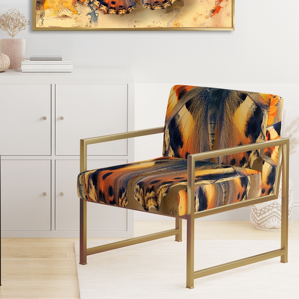 Orange floral accent chair store
