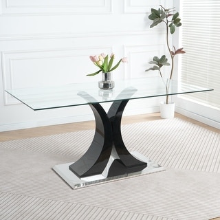 Modern style 63 inch rectangular glass table,elegant transparent design ...