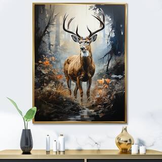 Designart "Deer Dappled Twilight" Animals Deer Framed Wall Art Prints ...
