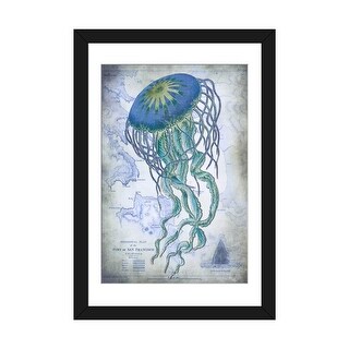 iCanvas "Jellyfish On Image Of Nautical Map" by Fab Funky - Bed Bath ...