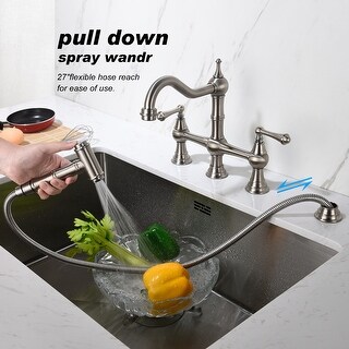 Dual Handles Kitchen Faucet With Pull-Out Spray - Bed Bath & Beyond ...