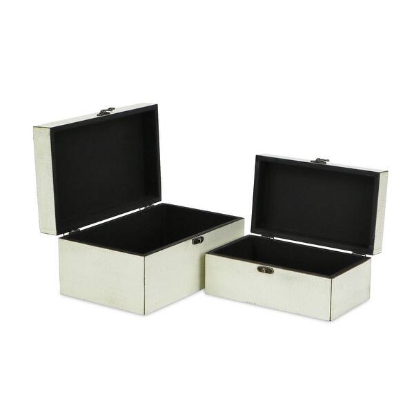 Set of 2 White and Black Rectangle Treasure Boxes 10.25" - Bed Bath ...