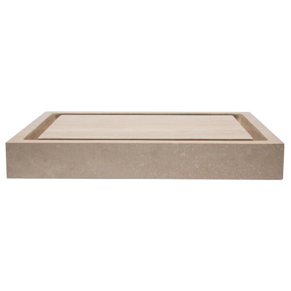 Eden Bath Rectangular Infinity Pool Sink - Honed Beige Travertine - On ...