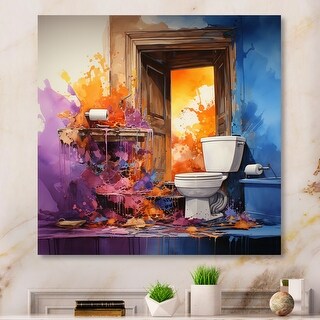 Designart "Abstract Harmony Toilet" Bath & Laundry Metal Wall Art - Bed ...