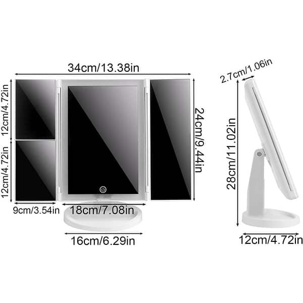 Tri-Fold Mirror LED Lights Touch Screen - Bright White - Bed Bath ...