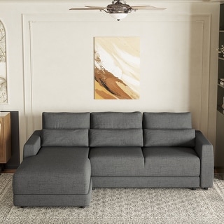 L-shape Corner Sailing Sofa Gray Belfin Sectional Sofa with Ottoman ...