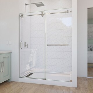 DreamLine Enigma-CXO 56-60 in. W x 76 in. H Fully Frameless Sliding Shower Door in Polished ...