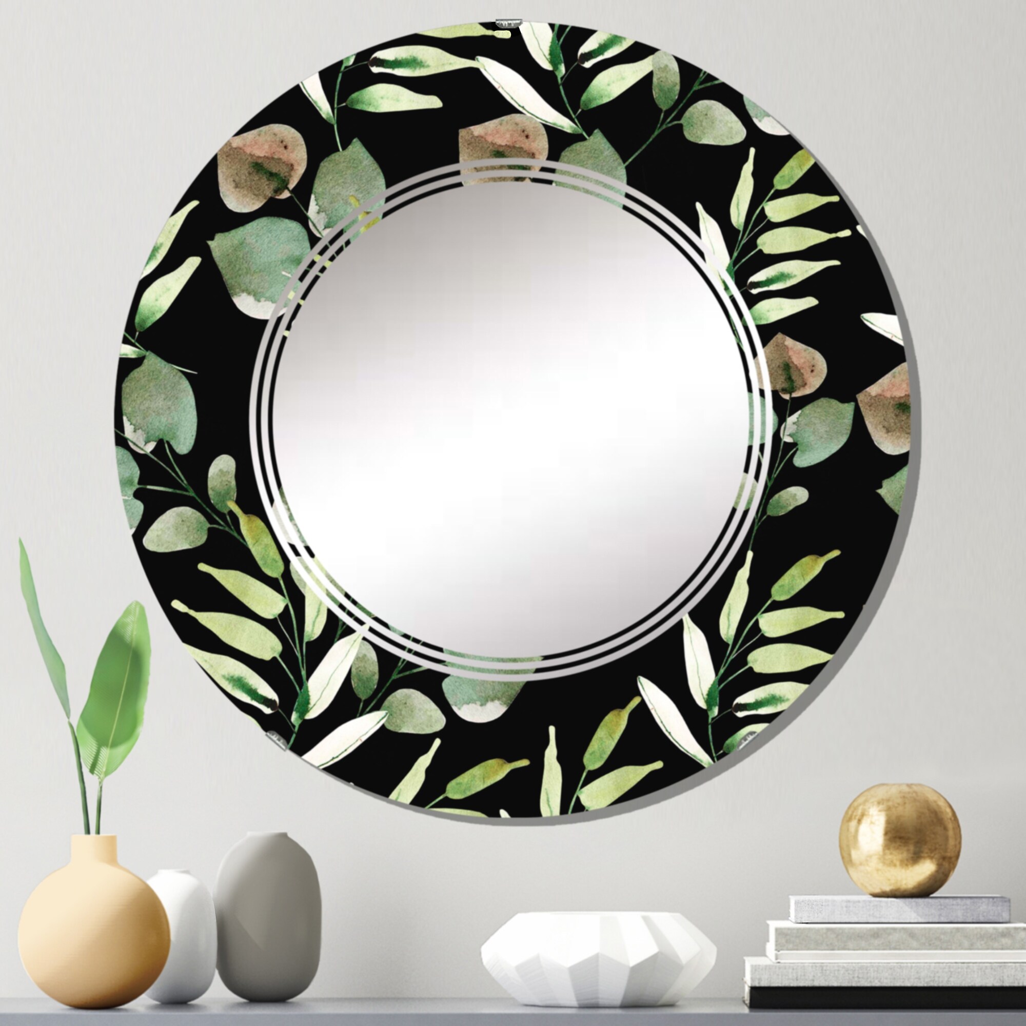 Designart 'Tropical Palm Leaves, Natural Green' Printed Tropical Wall ...