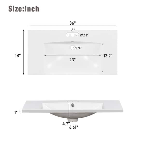36 Inch Solid Wood Frame Freestanding Bathroom Vanity Set with ...