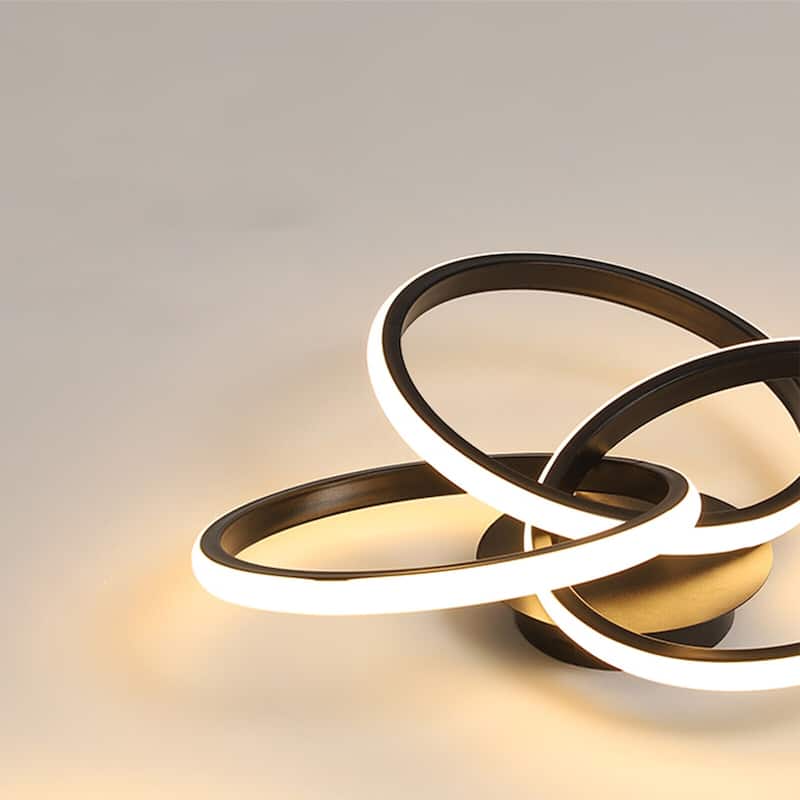 3 Rings Staggered Irregular LED Ceiling Light with Remote Control - 20. ...