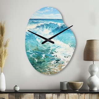 Beach Photo Oceanic Rhythms XII - Coastal Beach Wall Clocks in Pear ...