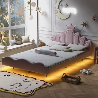 Full size Crown-shaped Platform Bed With Adjustable LED Ambient Light ...