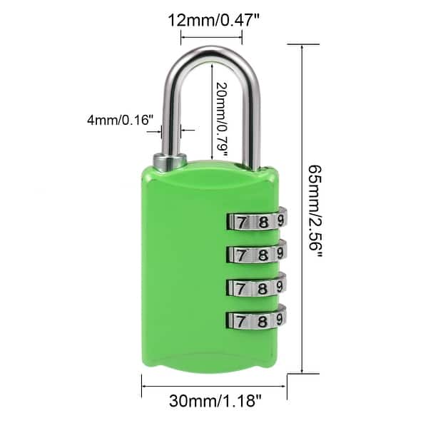4 Digit Combination Padlock, 4mm Steel Shackle Code Padlocks Green ...