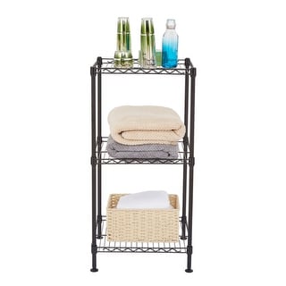 Black 3-Tier Black Wire Shelving Tower - (35.43 x 17.72 x 19.29)" - Bed ...