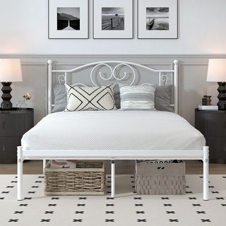 Gezen Full Size Metal Platform Bed Frame Heavy Duty with Love-Heart ...