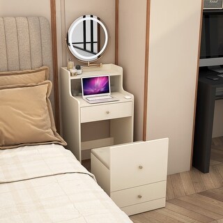 3-in-1 Corner Vanity Nightstand with Storage & Charging Station - Bed ...