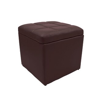 Classic Cube Unfold Storage Ottoman Benches Faux Leather Brown - Bed ...