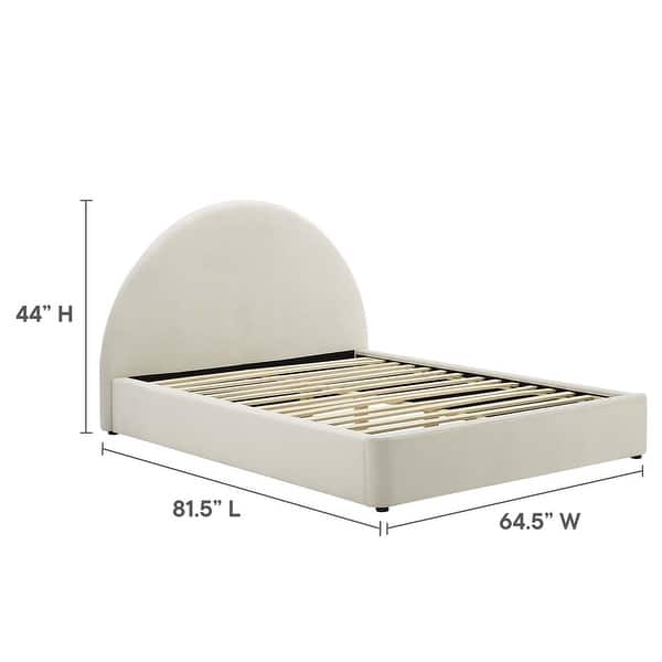 Palmetto Modern Round Headboard Off-white Velvet Upholstered Full Size ...