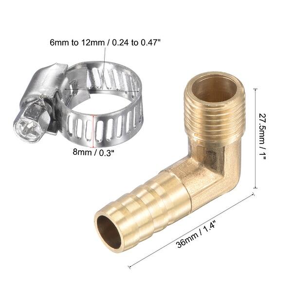 Brass Hose Barbed Fitting Elbow Right Angle Pipe Connector with ...