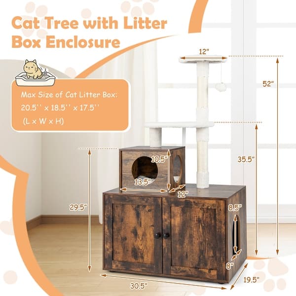 Cat Tree with Litter Box Enclosure with Cat Condo - Bed Bath & Beyond ...