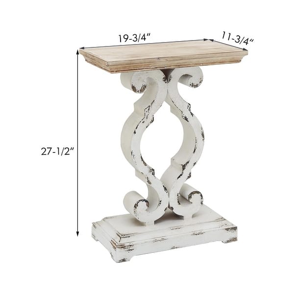 French Country Wood Rectangle End Table with Natural Wood Top - Bed ...