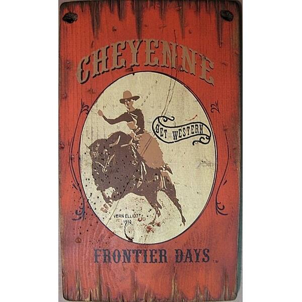 Cowboy Signs Wood Wall Hanging Cheyenne Frontier Days Rusty Red - Bed ...