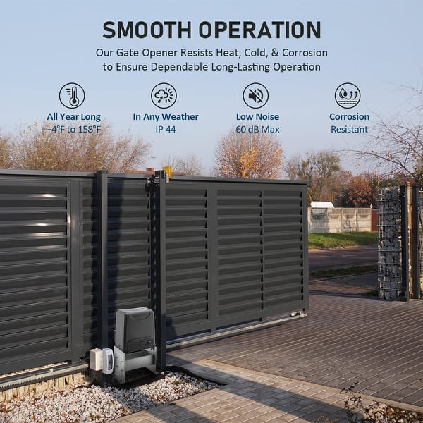 2700 lb Automatic Sliding Gate Opener with 2 Remote Controls - Grey ...