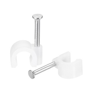 PVC Round Cable Clips w Carbon Steel Nail for Wires Cables White 80Pcs ...