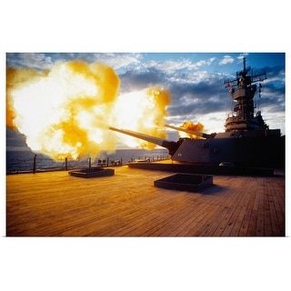 "The USS Iowa firing from its 16"/50 caliber Mark 7 guns" Poster Print ...
