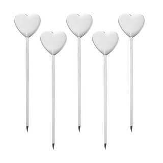 4.8" Metal Cocktail Toothpicks Heart Shape Drink Picks Cocktail Skewer ...