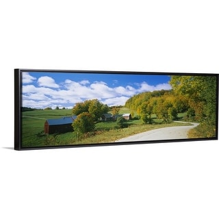 "Barns near a road, Jenny Farm, Vermont, New England" Black Float Frame ...