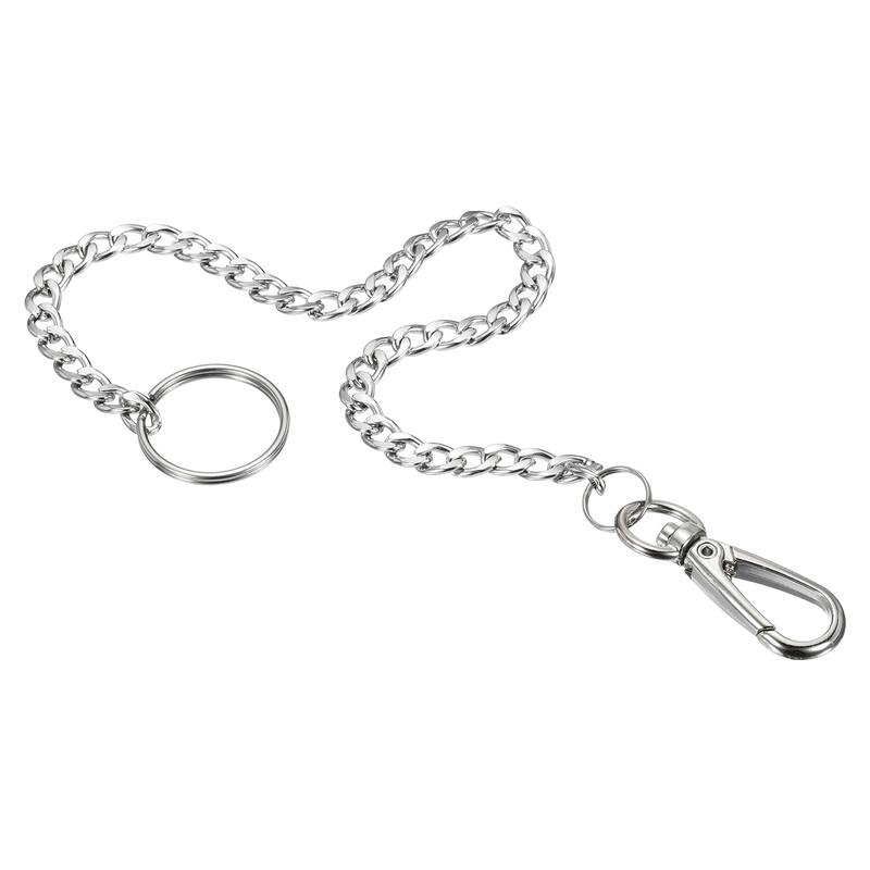10" Flat Keychain with Keyring Clasp Stainless Steel Belt Loop Clip ...